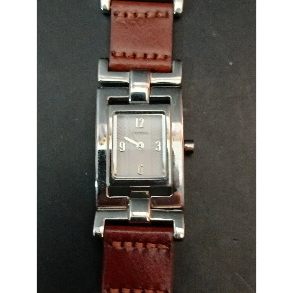 Fossil | Accessories | Fossil F2 Es855 Rectangular Quartz Watch Brown ...